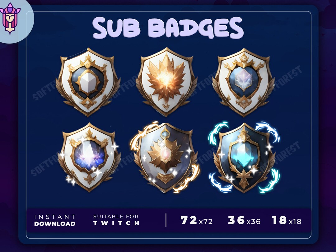 Twitch Sub Badges Shield Cheer Badges Subscriber Badge Bit Badges ...