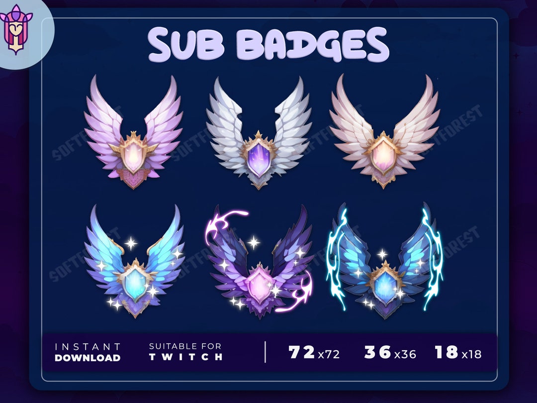Twitch Sub Badges Wings Cheer Badges Subscriber Badge Bit Badges Twitch ...
