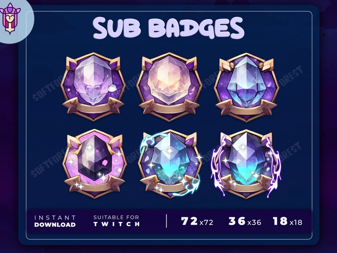 Twitch Sub Badges Crystals Cheer Badges Subscriber Badge Bit Badges ...