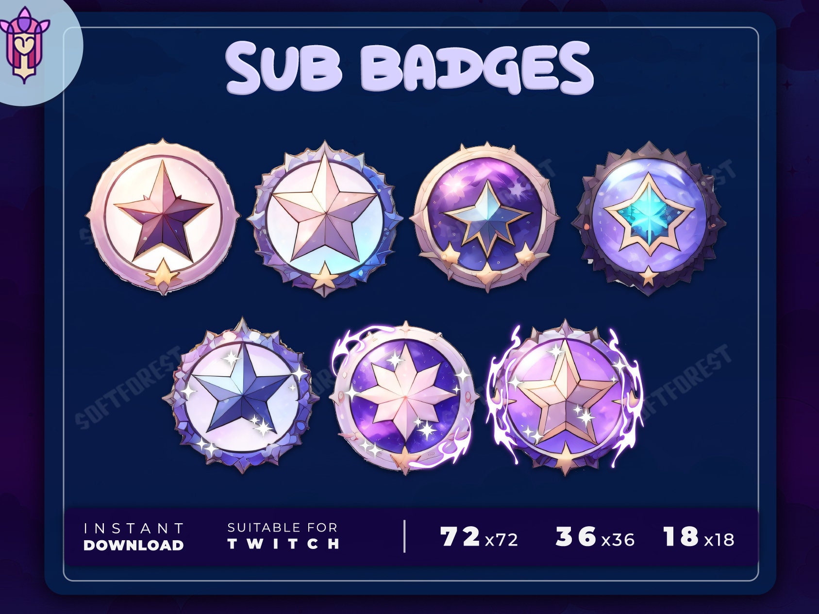 Twitch Sub Badges Stars Cheer Badges Subscriber Badge Bit Badges Twitch ...