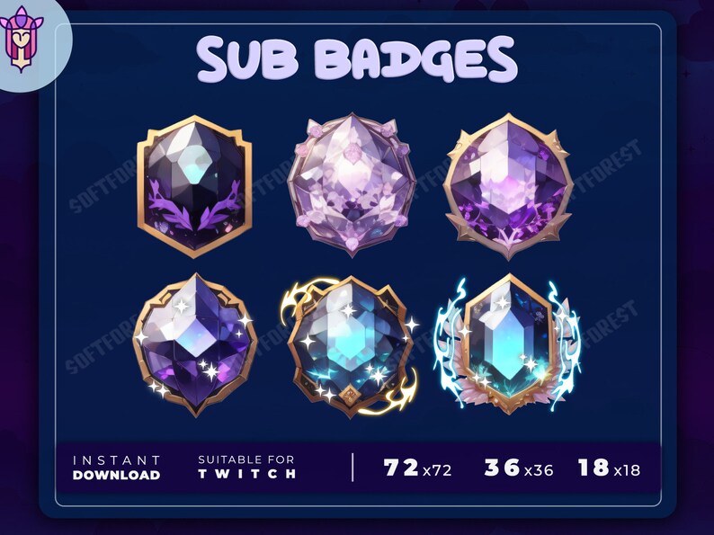 Twitch Sub Badges Crystals Cheer Badges Subscriber Badge Bit Badges ...