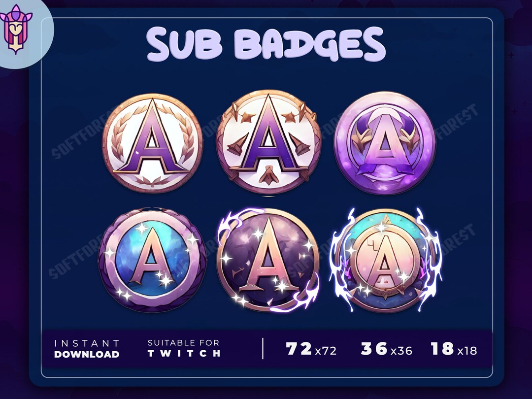 Twitch Sub Badges Letter A Cheer Badges Subscriber Badge Bit - Etsy