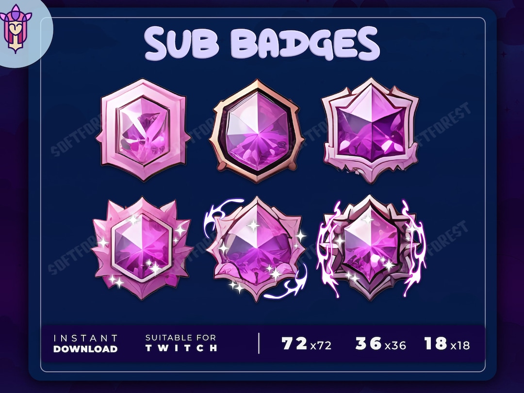 Twitch Sub Badges Crystals Cheer Badges Subscriber Badge Bit Badges ...