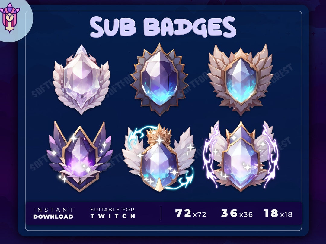 Twitch Sub Badges Crystals Cheer Badges Subscriber Badge Bit Badges ...