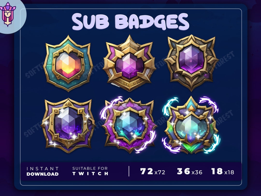 Twitch Sub Badges Crystals Cheer Badges Subscriber Badge Bit Badges ...