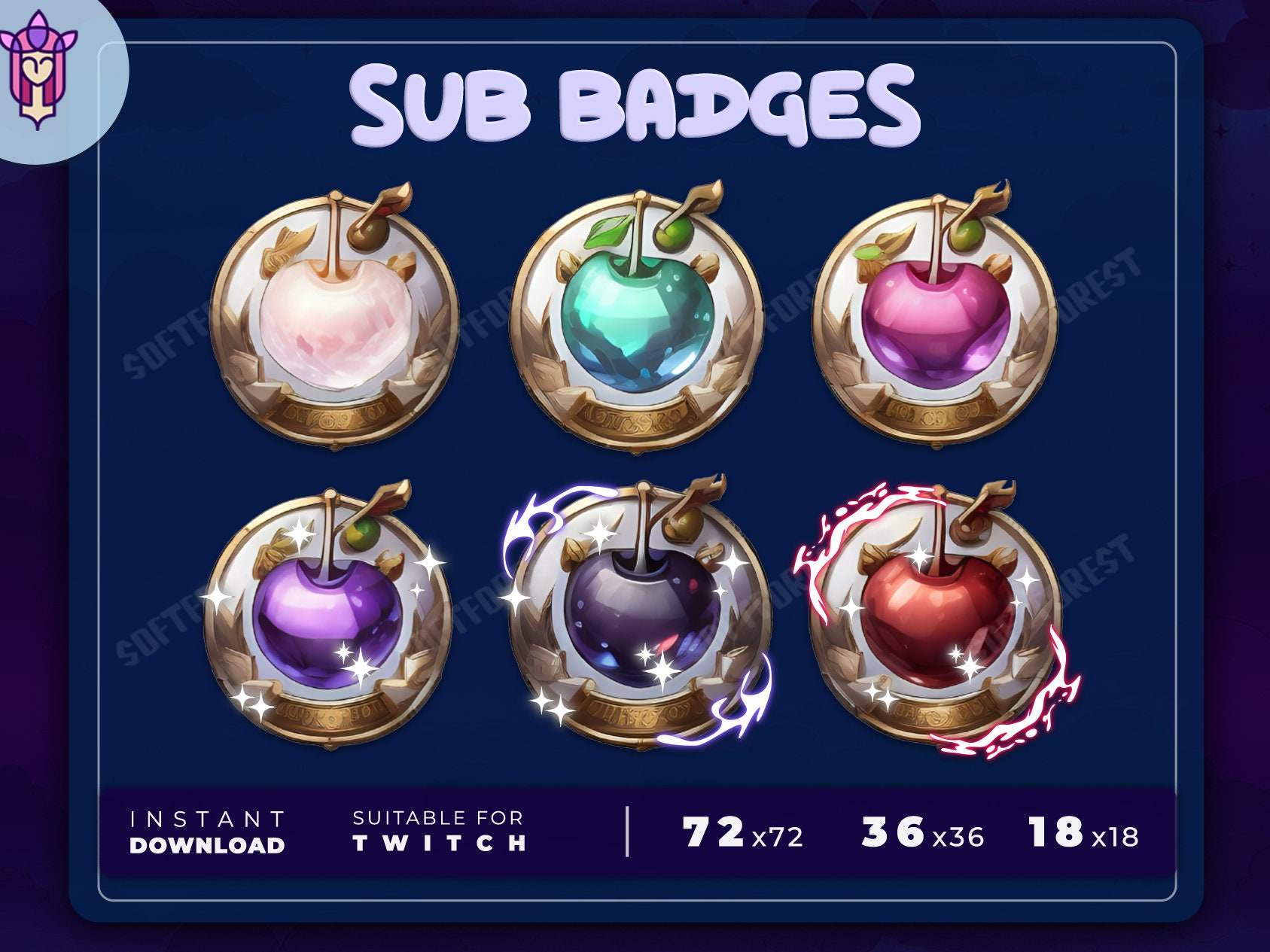 Twitch Sub Badges Cherry Cheer Badges Subscriber Badge Bit Badges ...