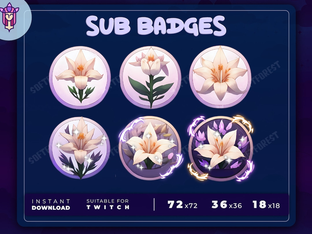 Twitch Sub Badges Lily Cheer Badges Subscriber Badge Bit Badges Twitch ...