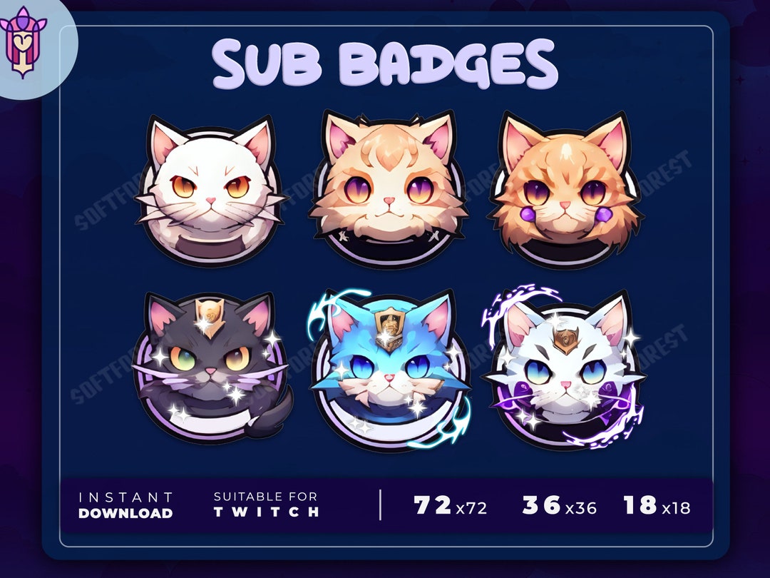 Twitch Sub Badges Cat Cheer Badges Subscriber Badge Bit Badges Twitch ...