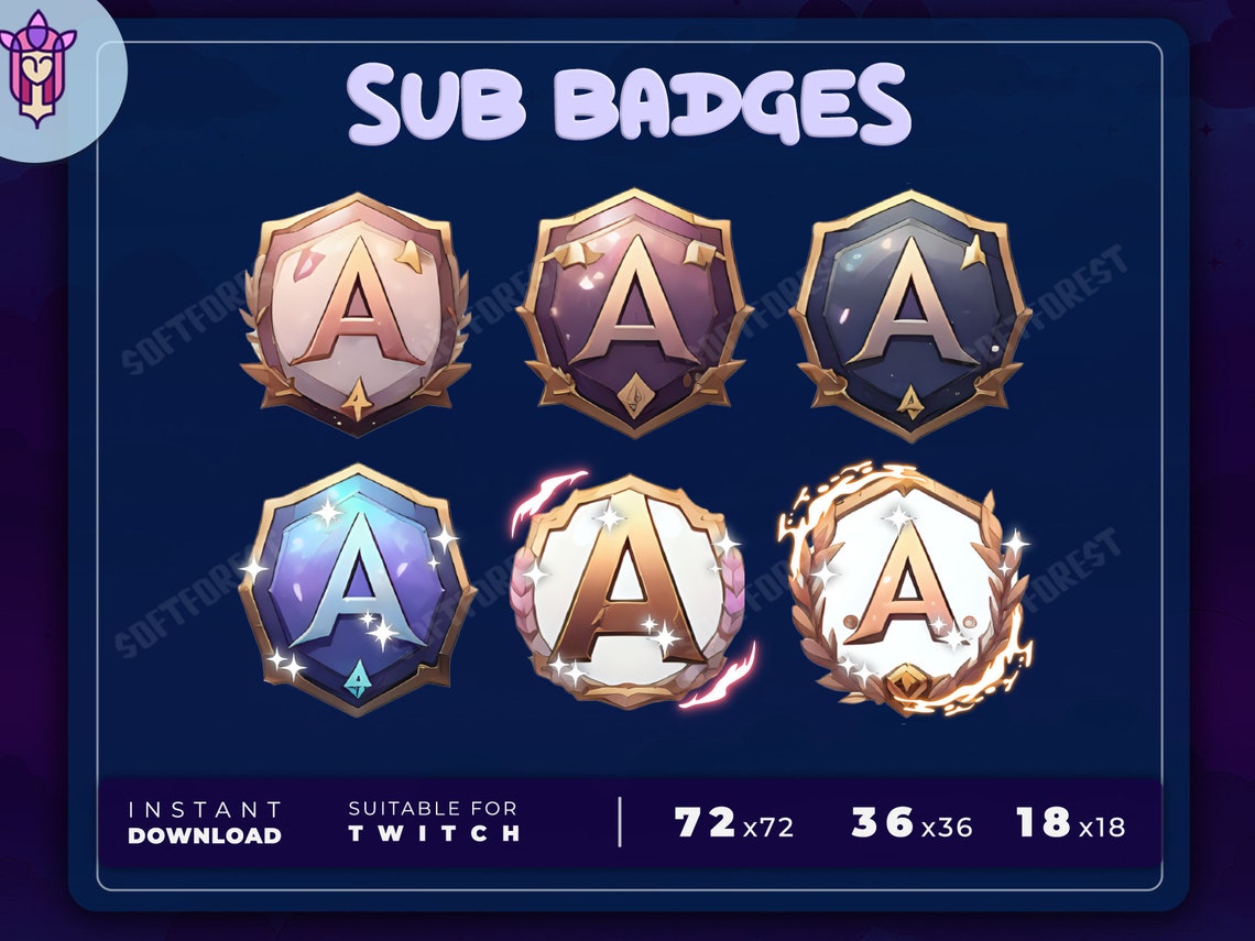 Twitch Sub Badges A Letter Cheer Badges Subscriber Badge Bit Badges ...