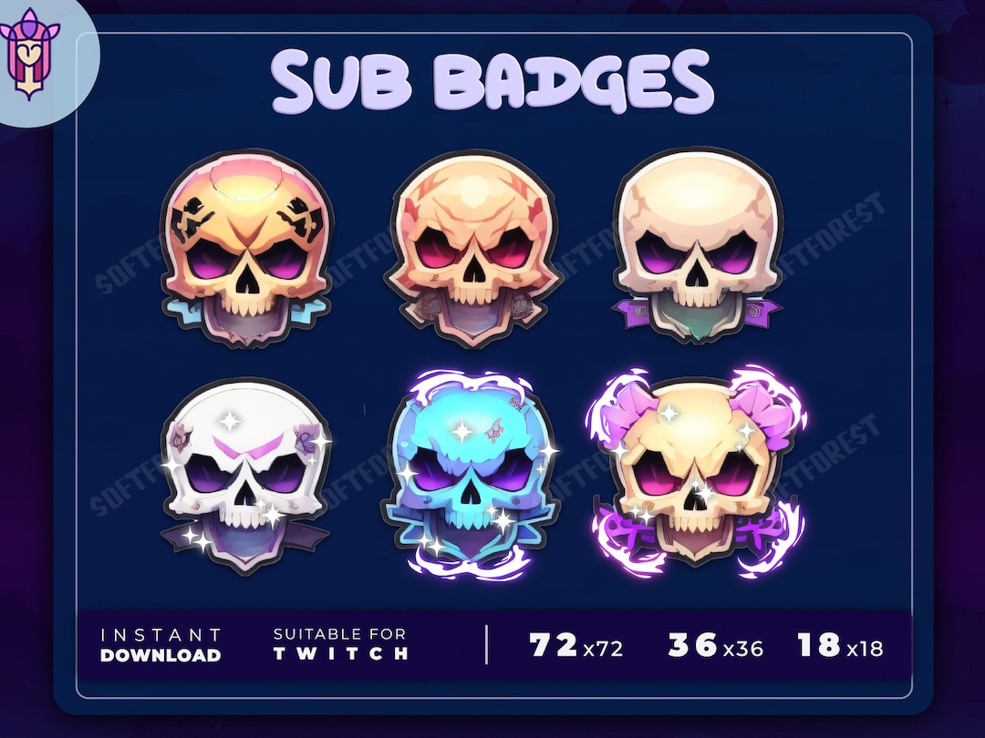 Twitch Sub Badges Anime Skull Cheer Badges Subscriber Badge Bit Badges ...