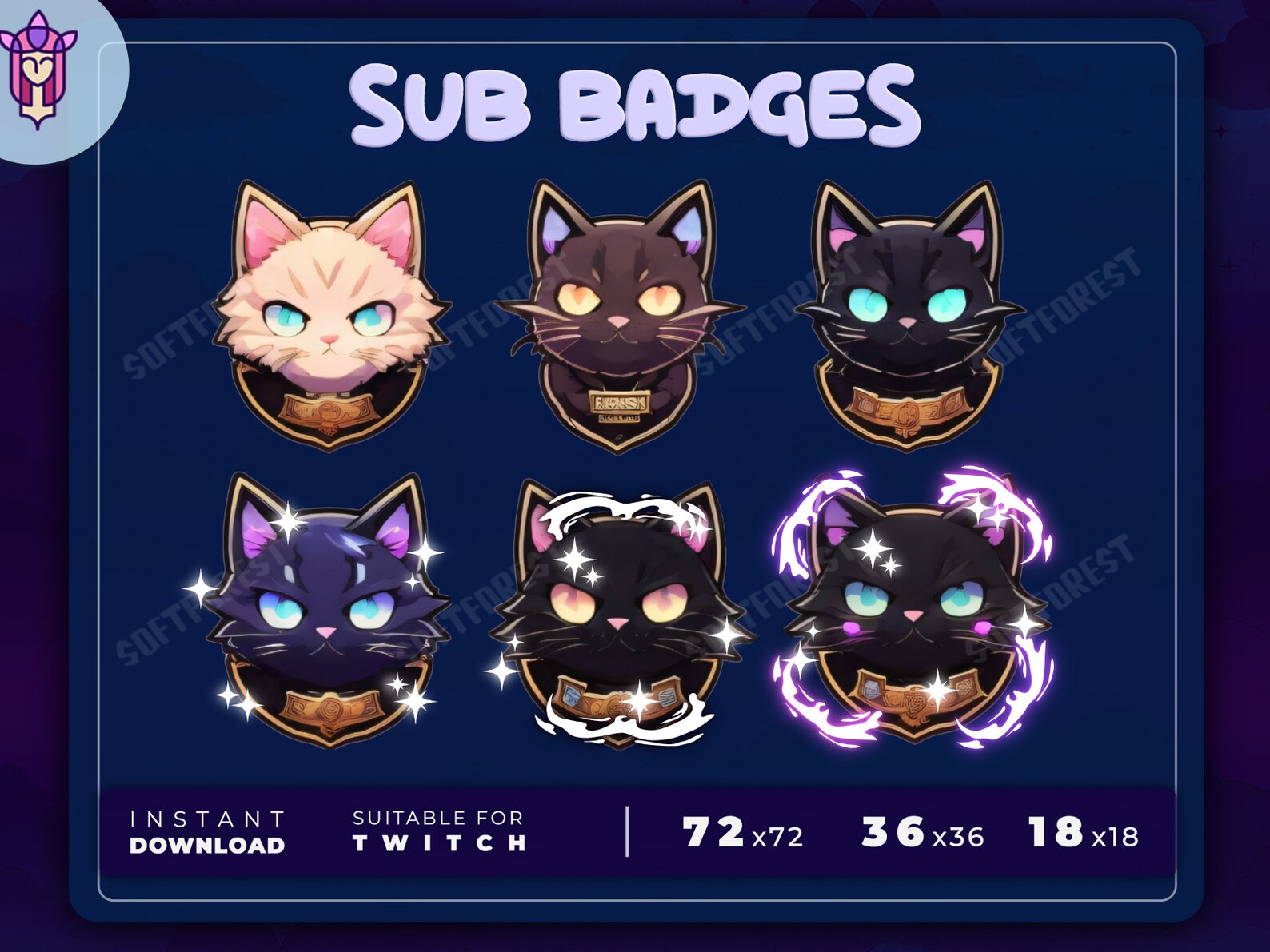 Twitch Sub Badges Cats Cheer Badges Subscriber Badge Bit Badges Twitch ...