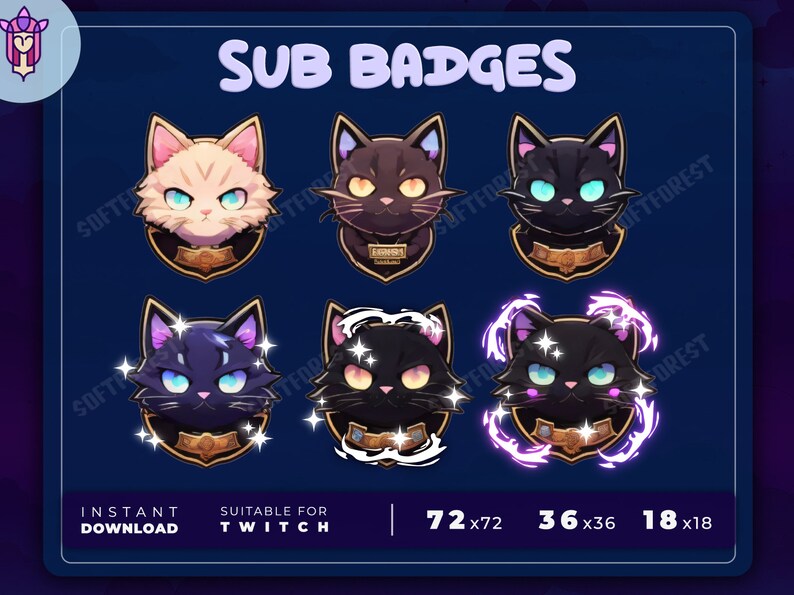 Twitch Sub Badges Cats Cheer Badges Subscriber Badge Bit Badges Twitch ...