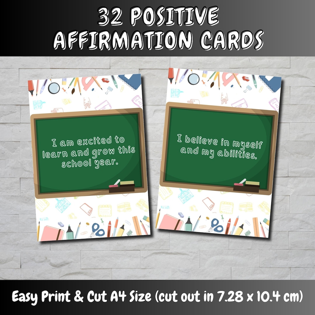 Back to School Affirmation Cards for Children, Affirmation Cards for ...