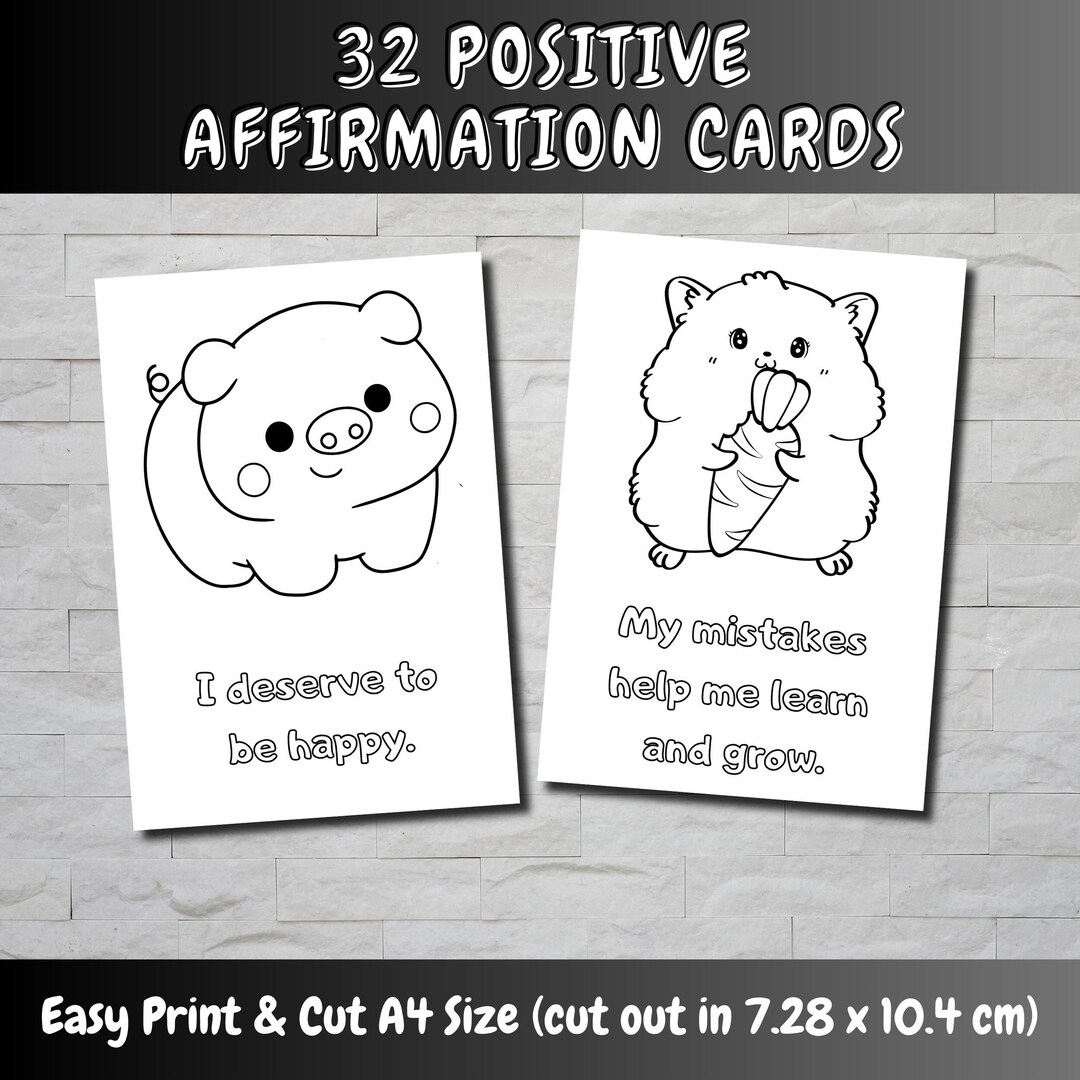 Coloring Affirmation Cards for Kids, Encouragement Cards for Kids ...