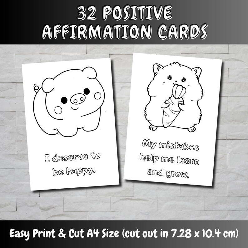 Coloring Affirmation Cards for Kids, Encouragement Cards for Kids ...