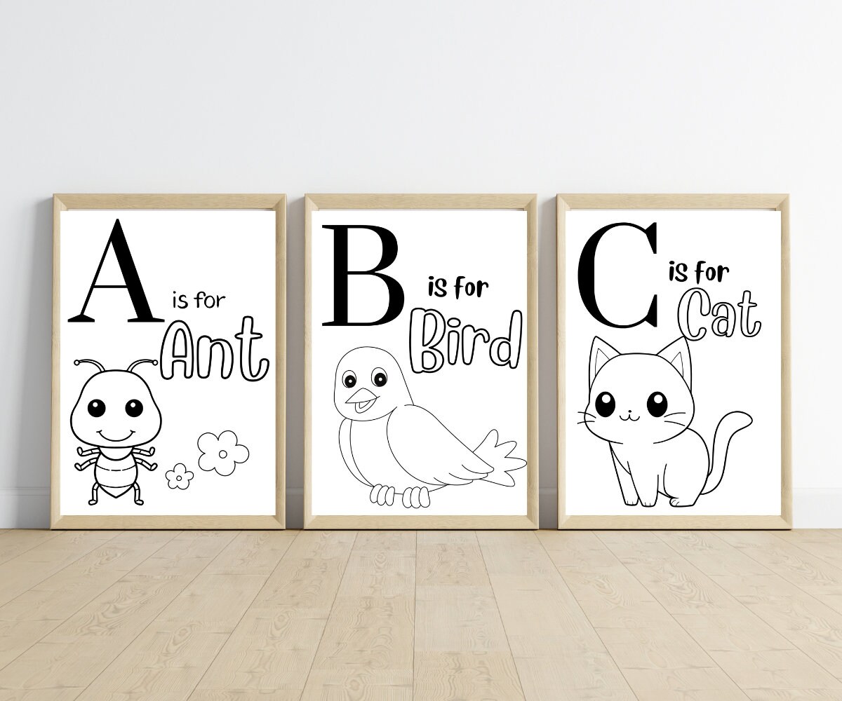 ABC Baby Shower Coloring Book Animal Alphabet Coloring Pages Baby ...