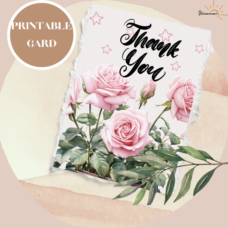 Tarjetas de agradecimiento imprimibles Tarjetas de agradecimiento florales Imprimir en casa ...