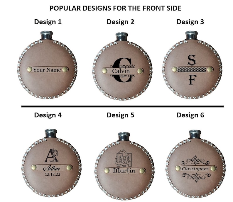 Personalized Leather Covered Hip Flask, Customized Round Hip Flask ...
