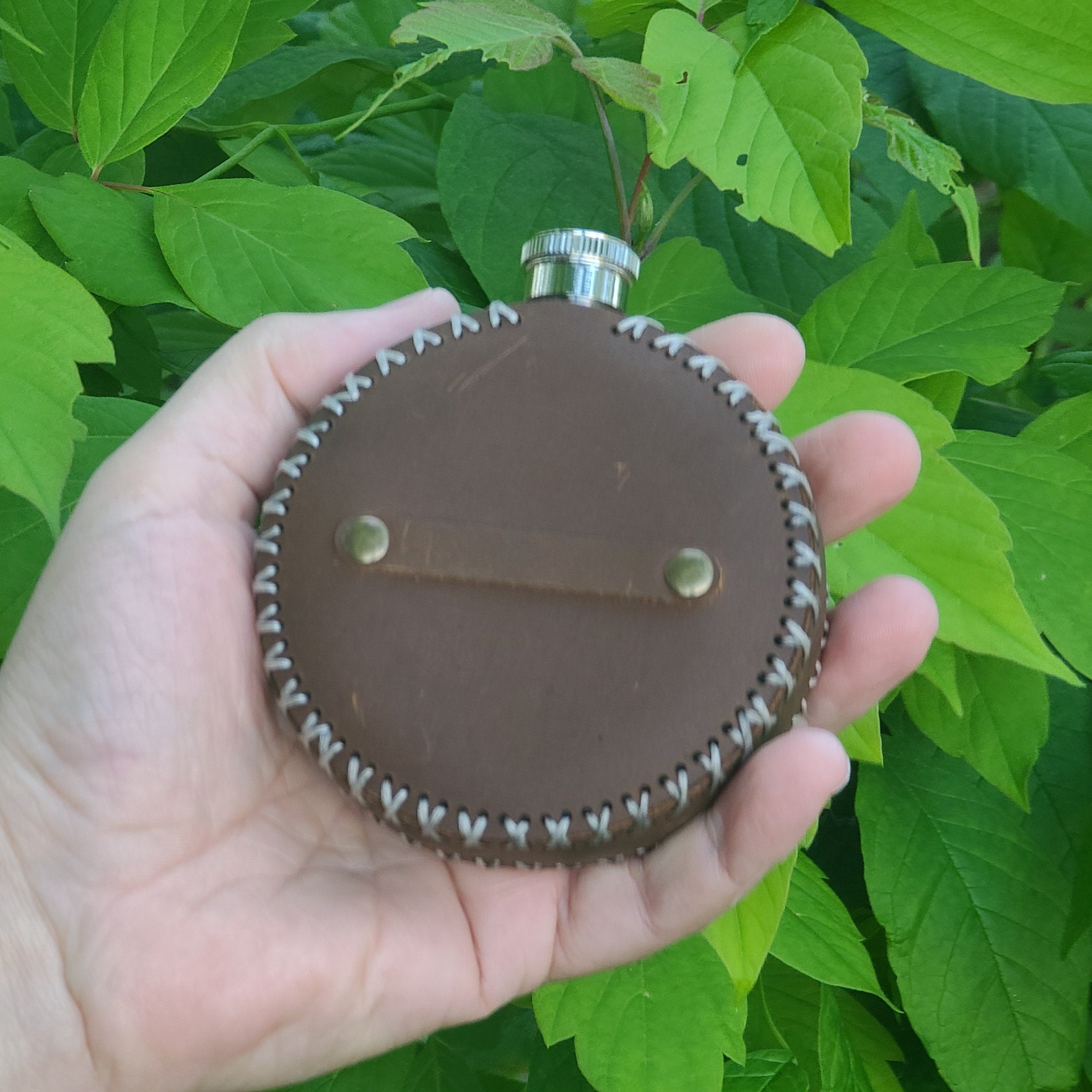 Personalized Leather Covered Hip Flask, Customized Round Hip Flask ...