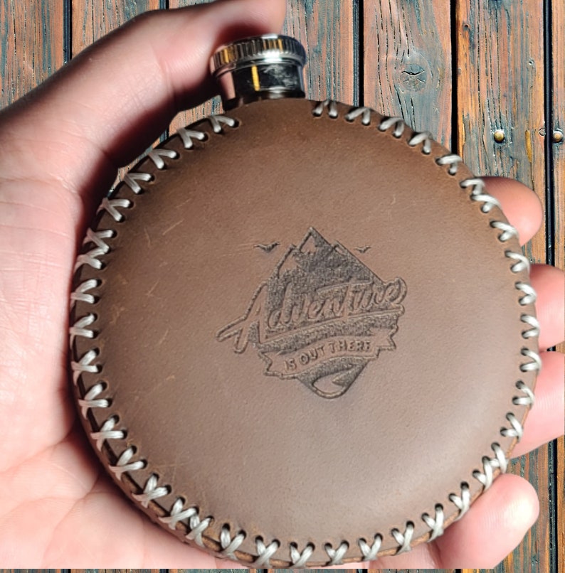 Personalized Leather Covered Hip Flask, Customized Round Hip Flask ...