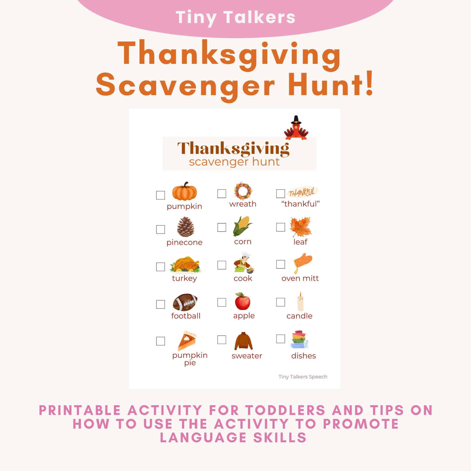 Thanksgiving Scavenger Hunt Game Printable | Fun Fall Activity for ...