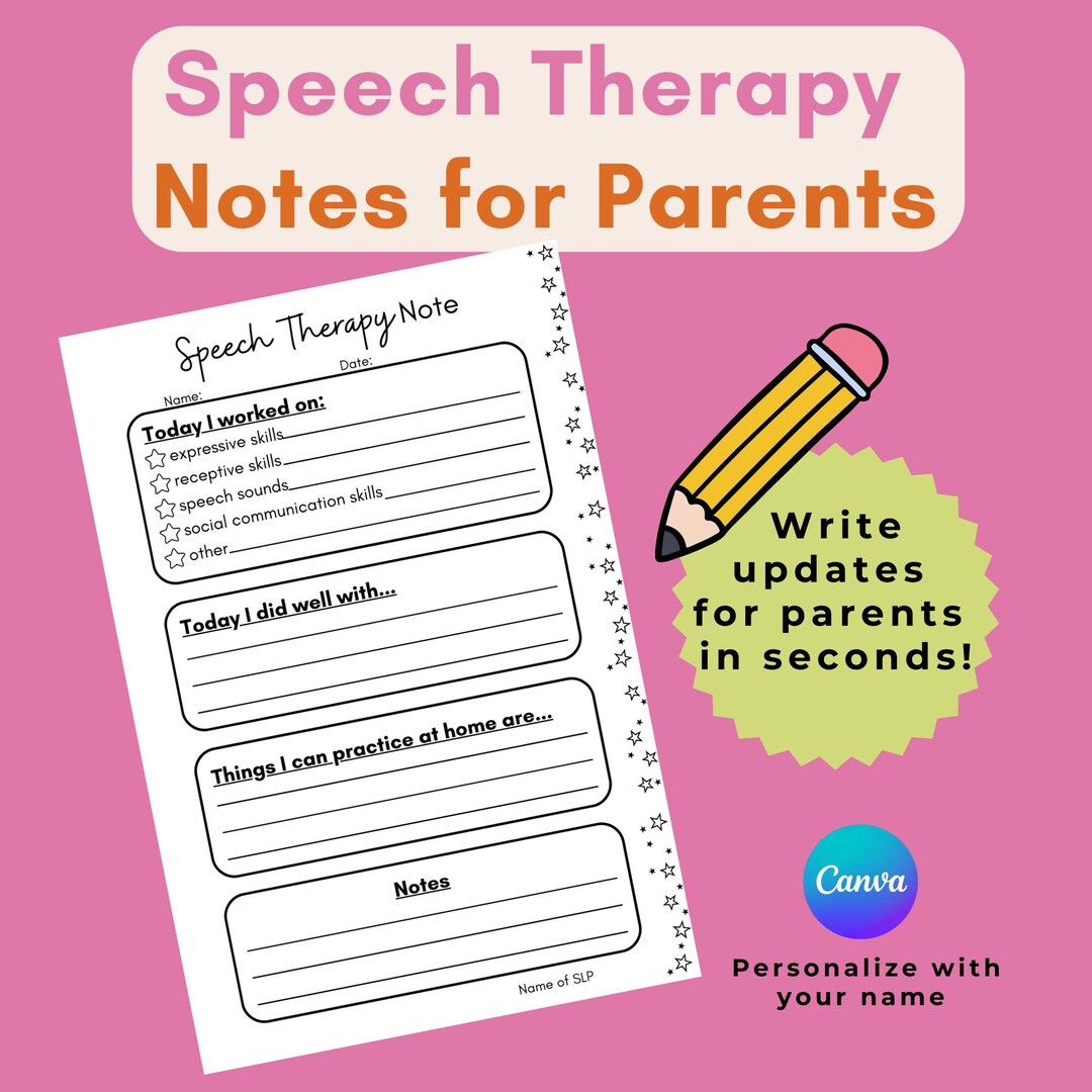 Printable Speech Therapy Parent Note | Daily Speech Progress Sheet ...