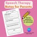 Printable Speech Therapy Parent Note | Daily Speech Progress Sheet ...