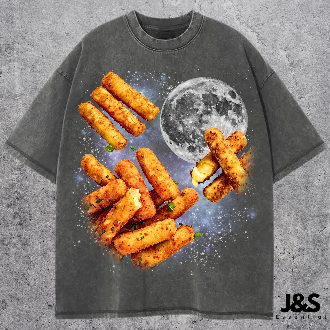 Three Mozzarella Stick Moon Shirt, Funny Cheese Lover T-shirt, Retro ...