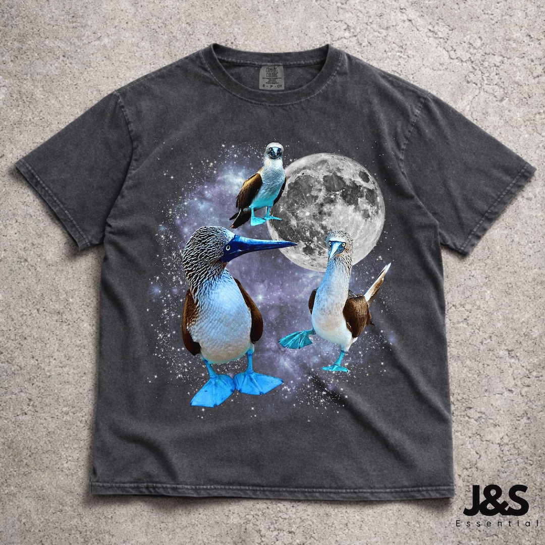 Three Blue Footed Booby Retro Graphic T-shirts, Vintage Booby Moon ...