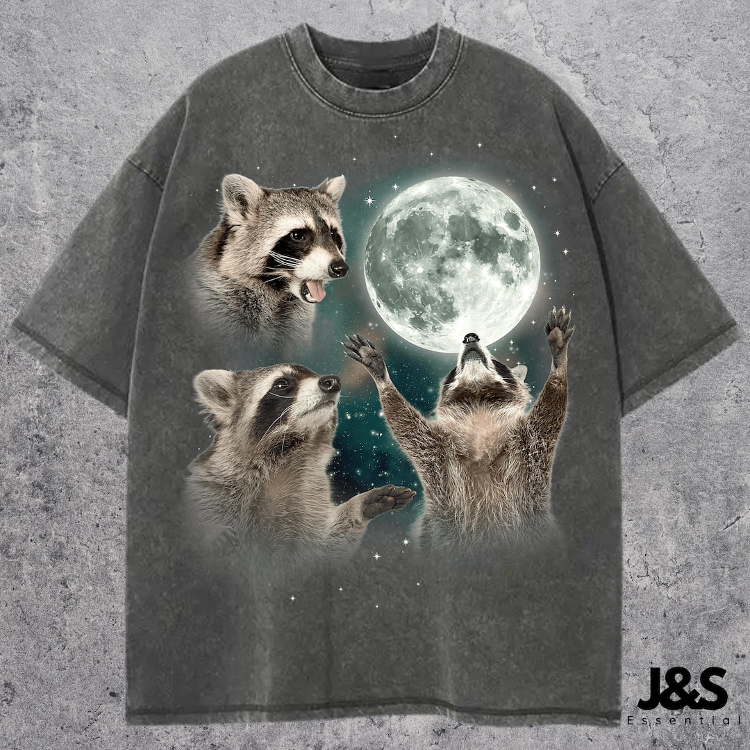Three Raccoons Vintage Graphic T-shirts, Retro Raccoon Moon Tshirt ...