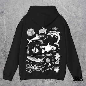 Sea Creatures Hoodie, Ocean Animals Sweatshirt, Underwater World ...