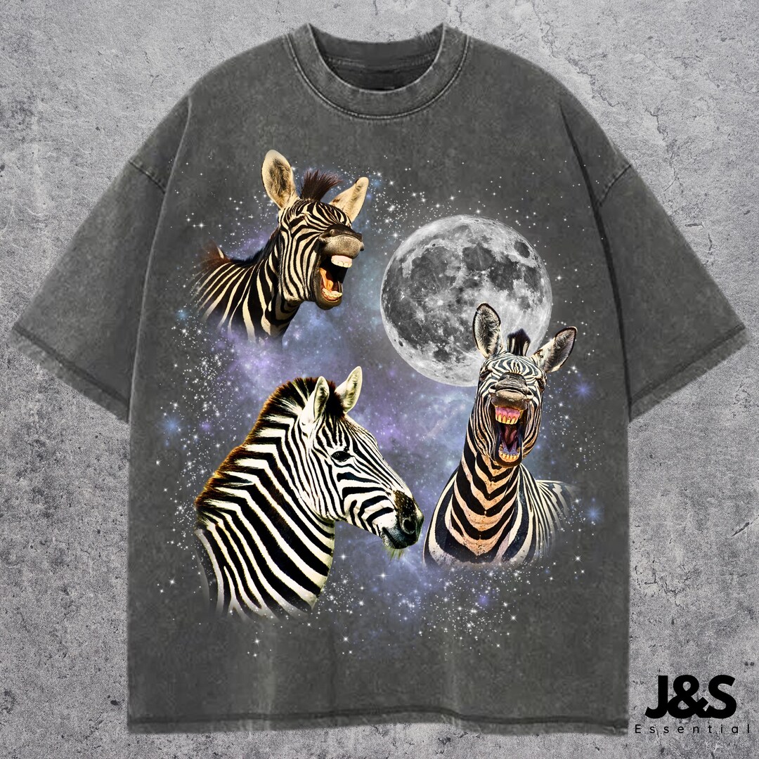 Three Zebra Retro Graphic T-shirts, Vintage Zebra Moon Tshirt, Zebra ...