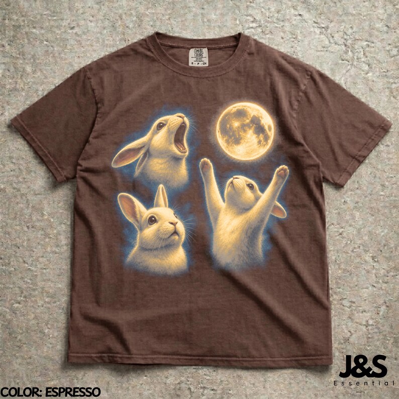 Three Bunny Moon Vintage 90s Graphic T-shirt, Retro Silly Rabbit Gift ...