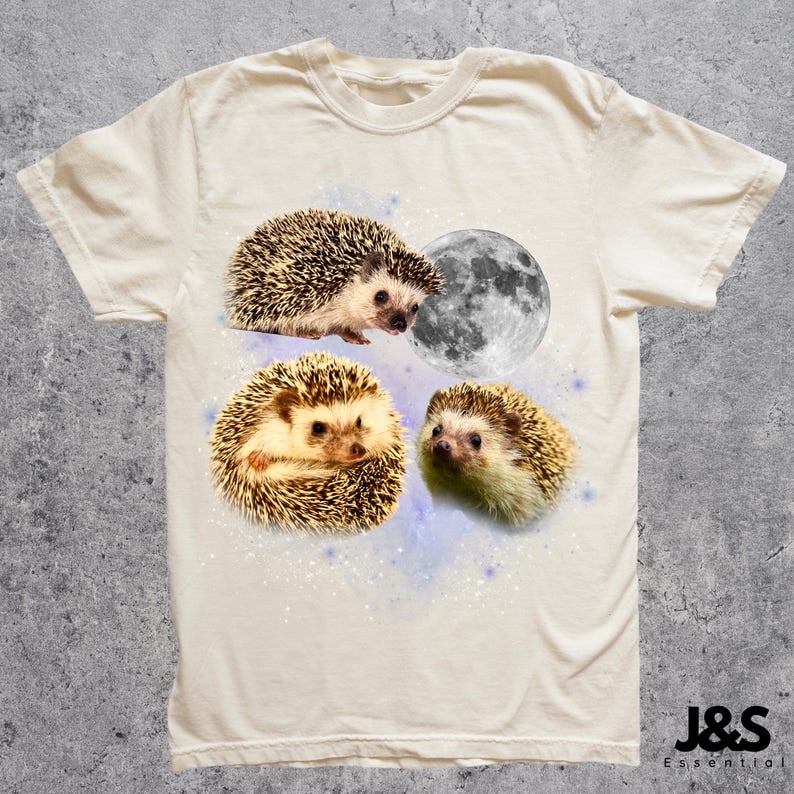 Three Hedgehog Retro Graphic T-shirts, Vintage Hedgehog Moon Tshirt ...
