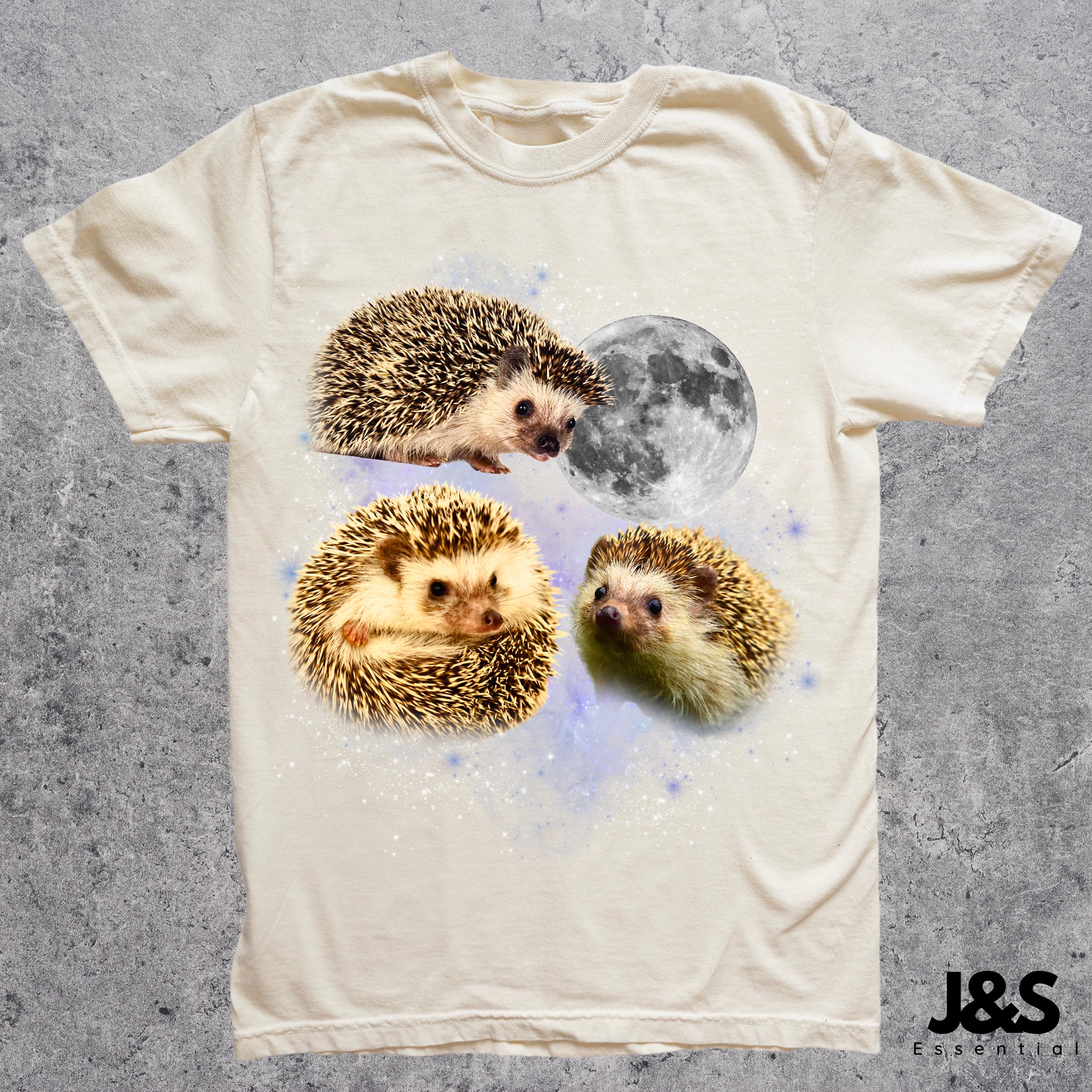 Three Hedgehog Retro Graphic T-shirts, Vintage Hedgehog Moon Tshirt ...