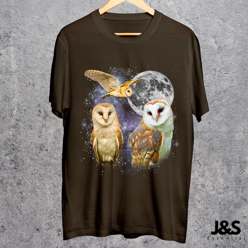 Three Barn Owl Retro Graphic Tshirts, Vintage Moon Owl Shirt, Barn Owl ...
