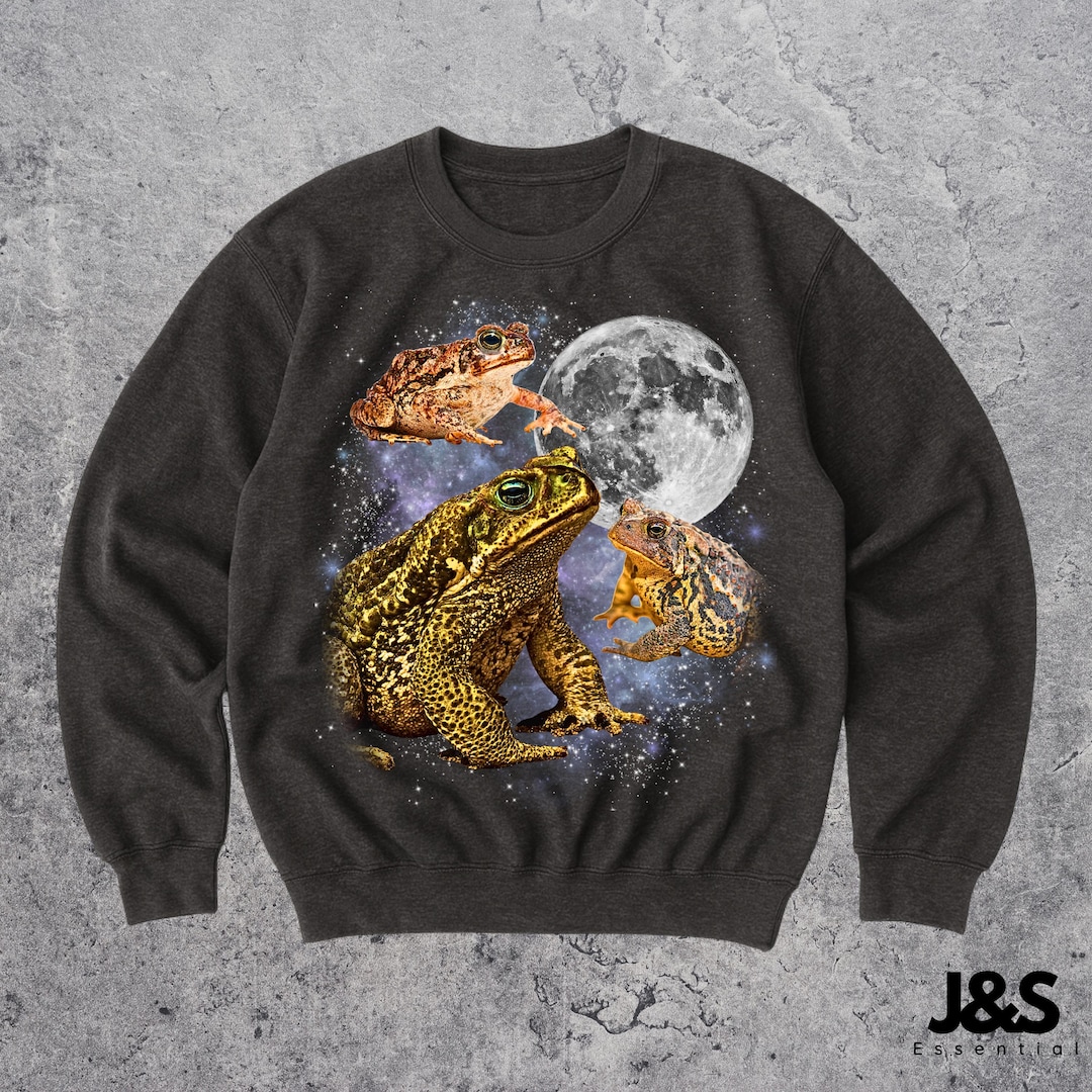 Three Toad Moon Sweatshirt, Funny Amphibian Crewneck, Unique Celestial ...