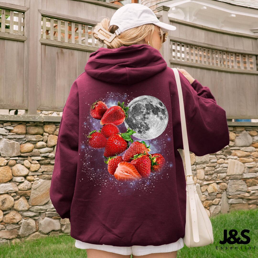 Strawberry Hoodie, Celestial Fruit Pullover, Cosmic Berry Sweater ...