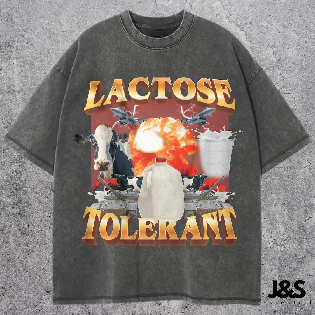 Lactose Tolerant Vintage Graphic T-shirt, Retro Milk 90s Funny Shirt ...