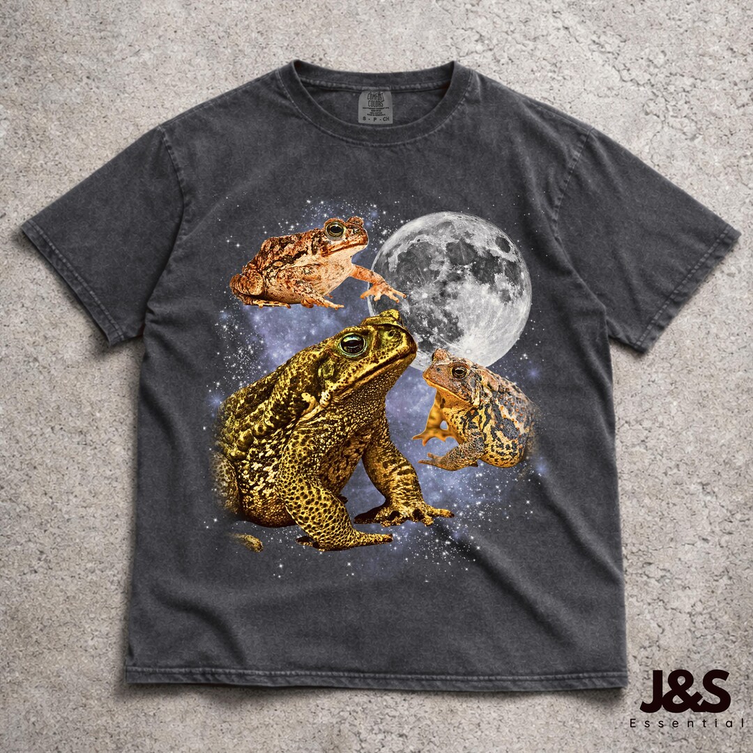 Three Cane Toad Retro Moon Tshirt, Funny Frog Graphic Tee, Amphibian ...