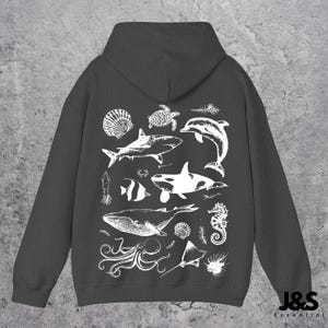 Sea Creatures Hoodie, Ocean Animals Sweatshirt, Underwater World ...