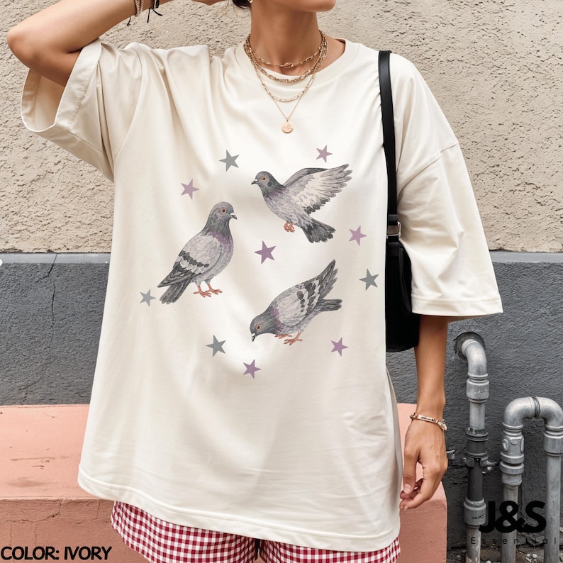 Vintage 90s Pigeon Shirt, Retro Star Graphic Tee, Cute Rock Dove ...