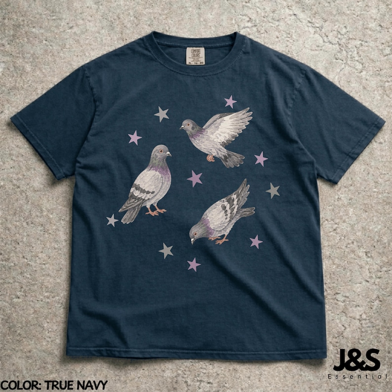 Vintage 90s Pigeon Shirt, Retro Star Graphic Tee, Cute Rock Dove ...
