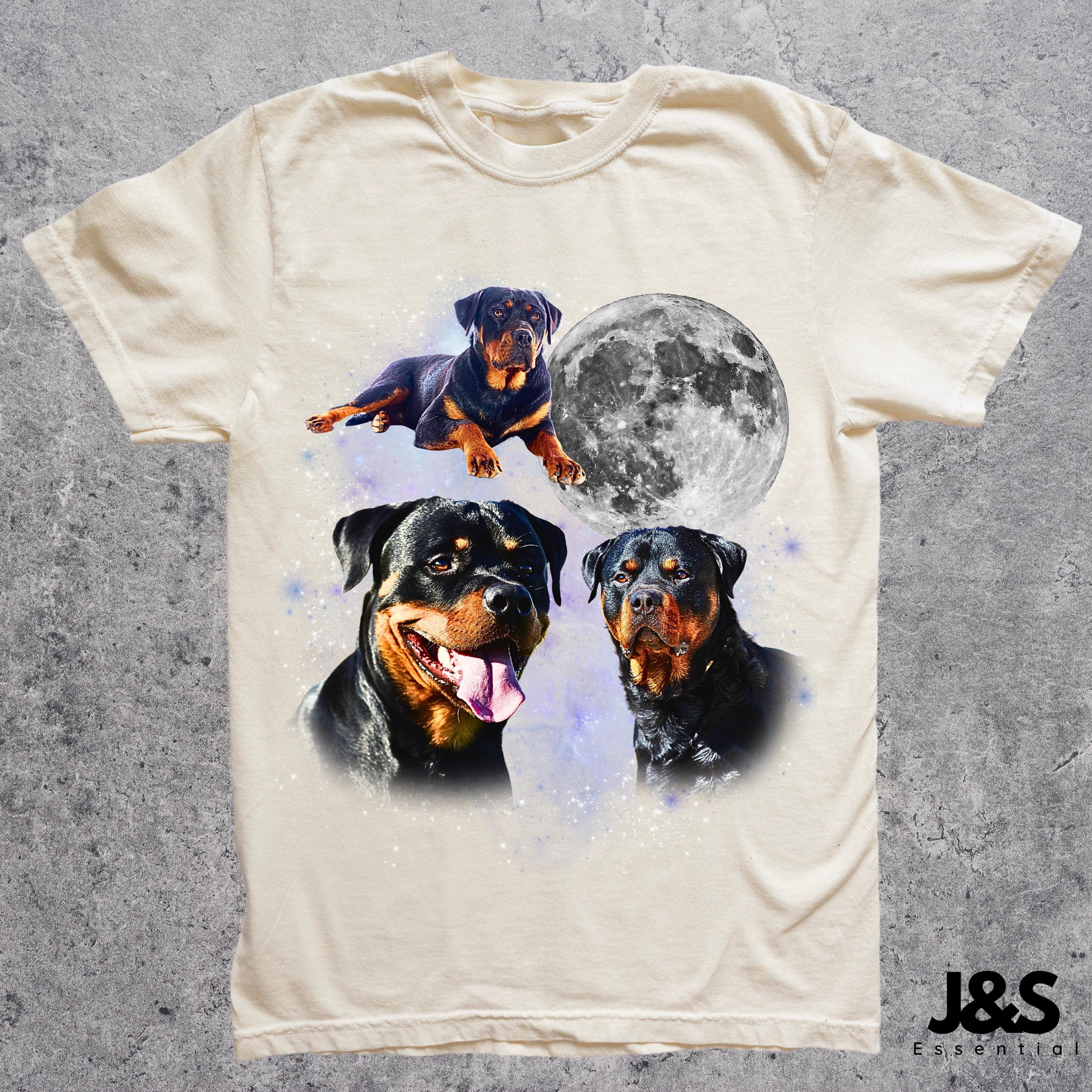 Three Rottweiler Moon Shirt, Space Dog Tee, Cosmic Rottweiler Design ...