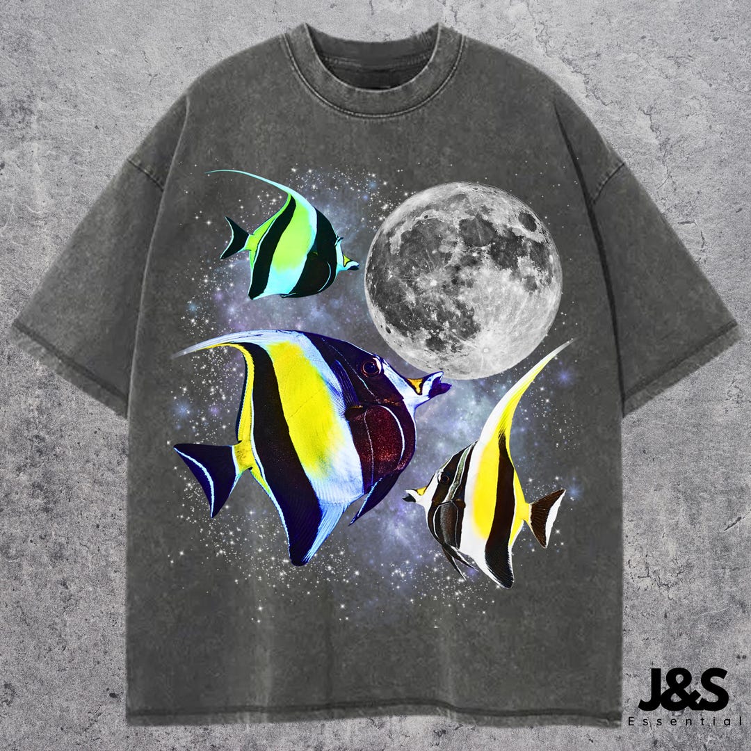 Three Moorish Idol Retro Graphic T-shirts, Vintage Fish Moon Tee ...