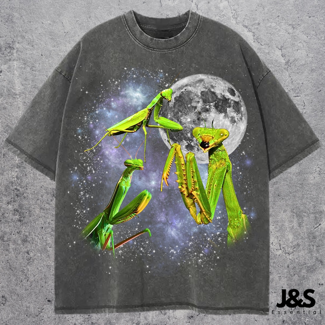Three Praying Mantis Graphic T-shirts, Vintage Praying Mantis Moon ...