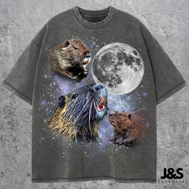 Three Beaver Retro Graphic T-shirts, Vintage Beaver Moon Tshirt, Beaver ...
