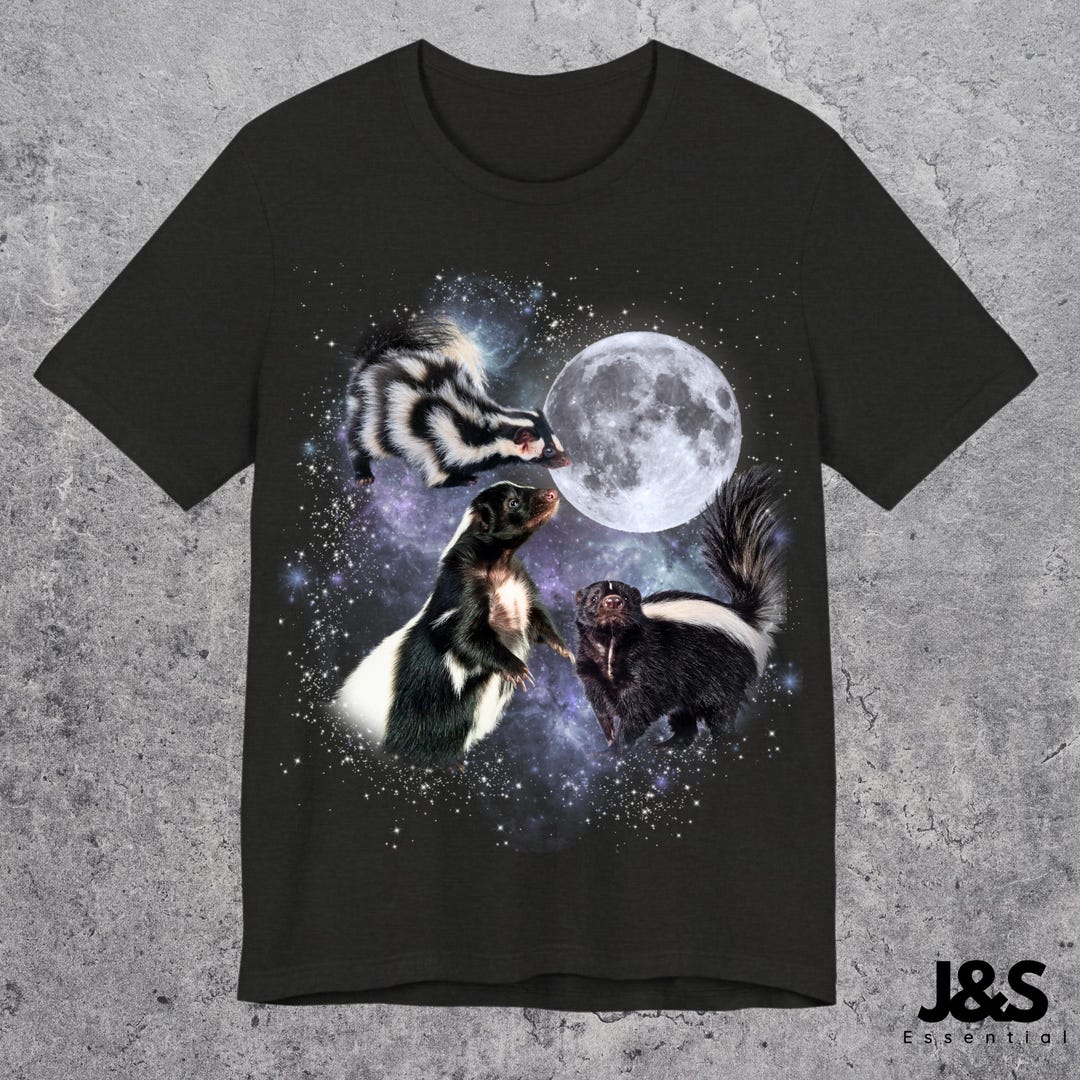 Three Skunk Retro Graphic T-shirts, Vintage Skunk Moon Tshirt, Skunk ...