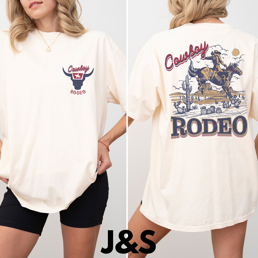 Cowboy Rodeo Vintage Graphic T-shirt, Retro Cowboy Shirt, Oversized ...