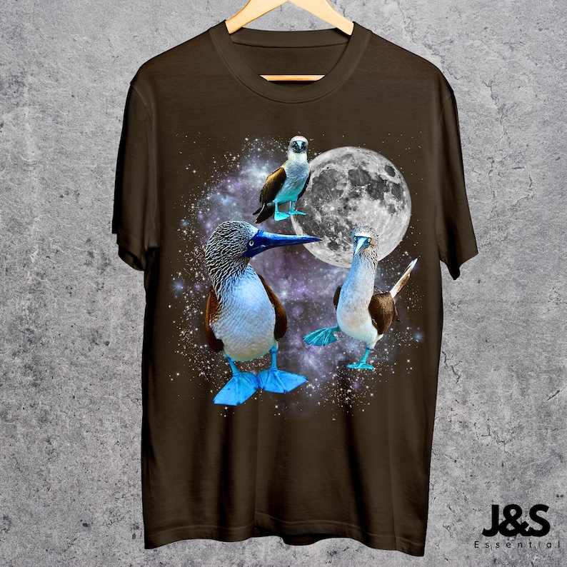 Three Blue Footed Booby Retro Graphic T-shirts, Vintage Booby Moon ...